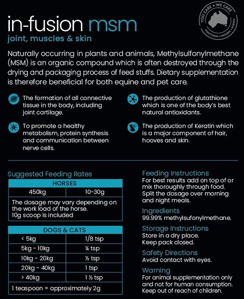 Buy In-Fusion MSM - Joint Supplement For Horses, Dogs & Cats | Aussie ...
